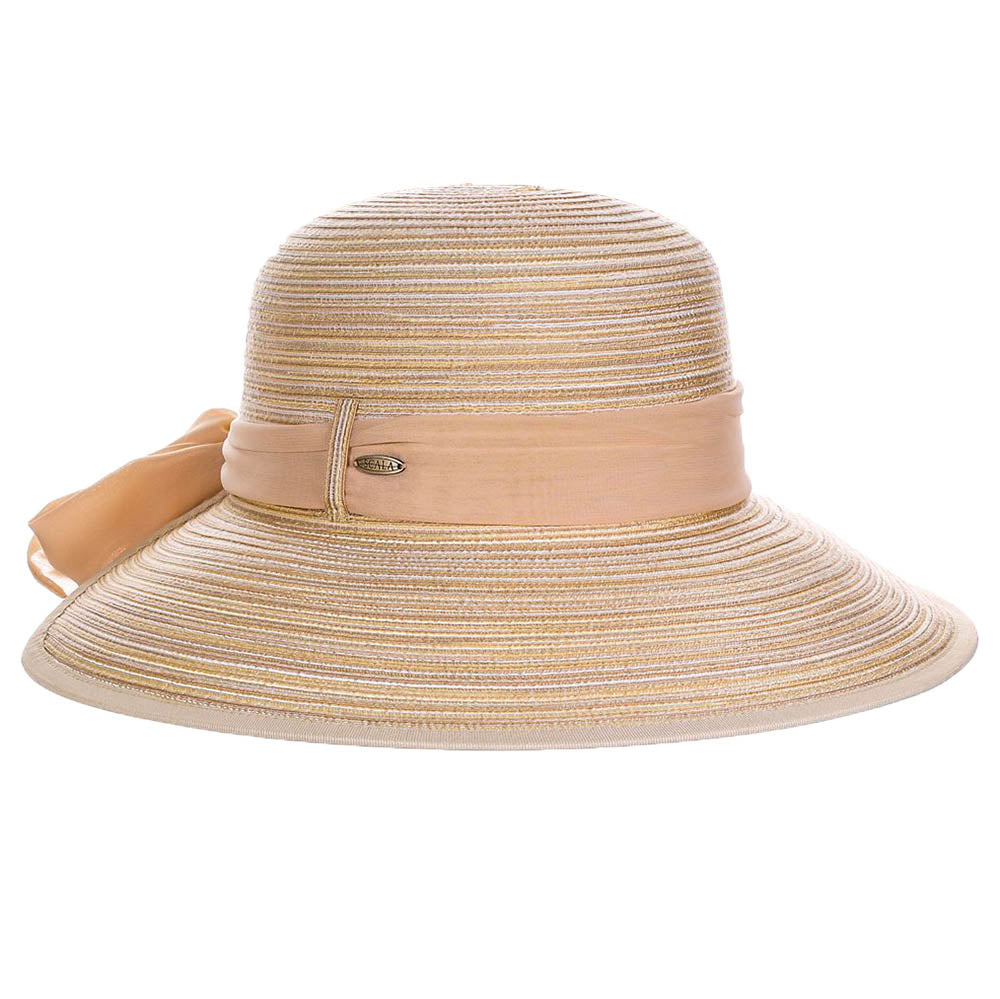 Backless Lightweight Poly-Straw Hat with Chiffon Bow - Scala Hats ...