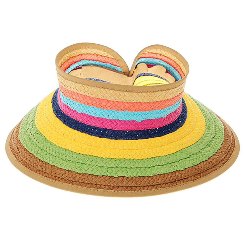 Colorful Striped Wrap Around Roll Up Sun Visor Hat - Boardwalk Style ...