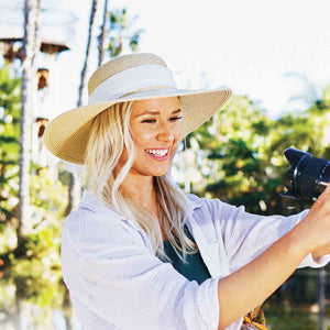 Straw Sun Hat with Chiffon Bow - Karen Keith Hats — SetarTrading Hats
