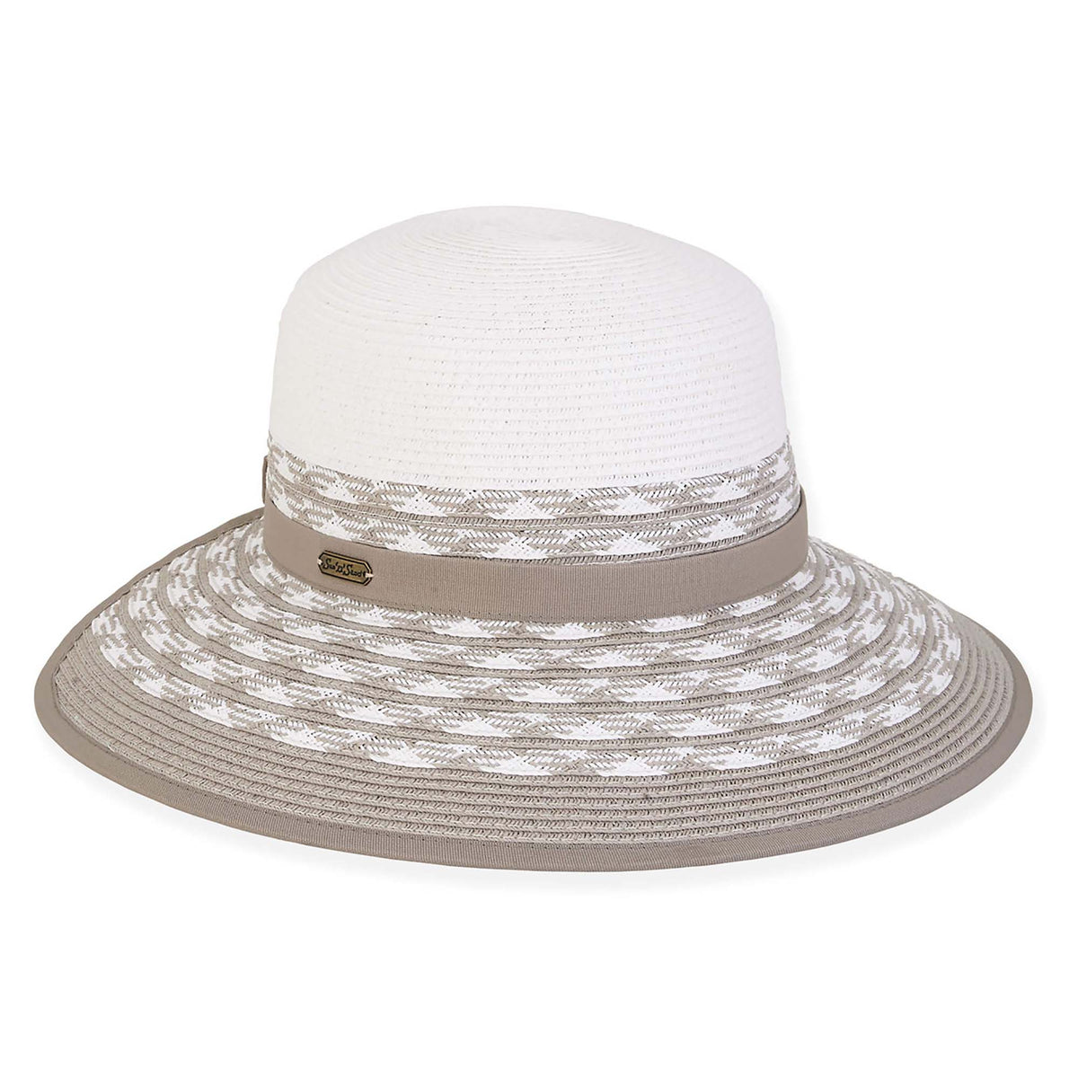 Two Tone Cross Hatch Pattern Backless Lounge Hat - Sun 'N' Sand Hats ...