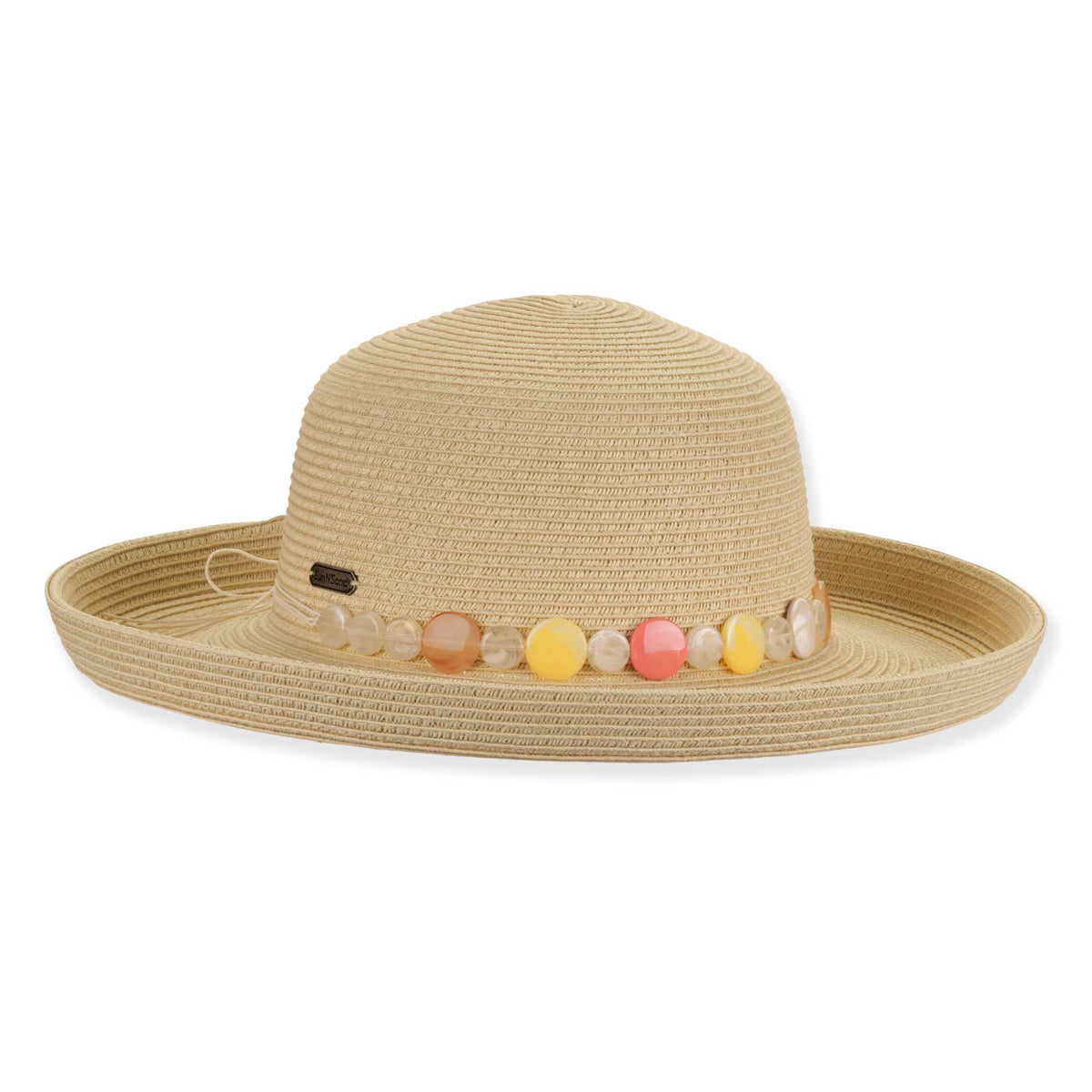 Up Brim Sun Hat with Colorful Bead Band - Sun 'N' Sand Hats ...