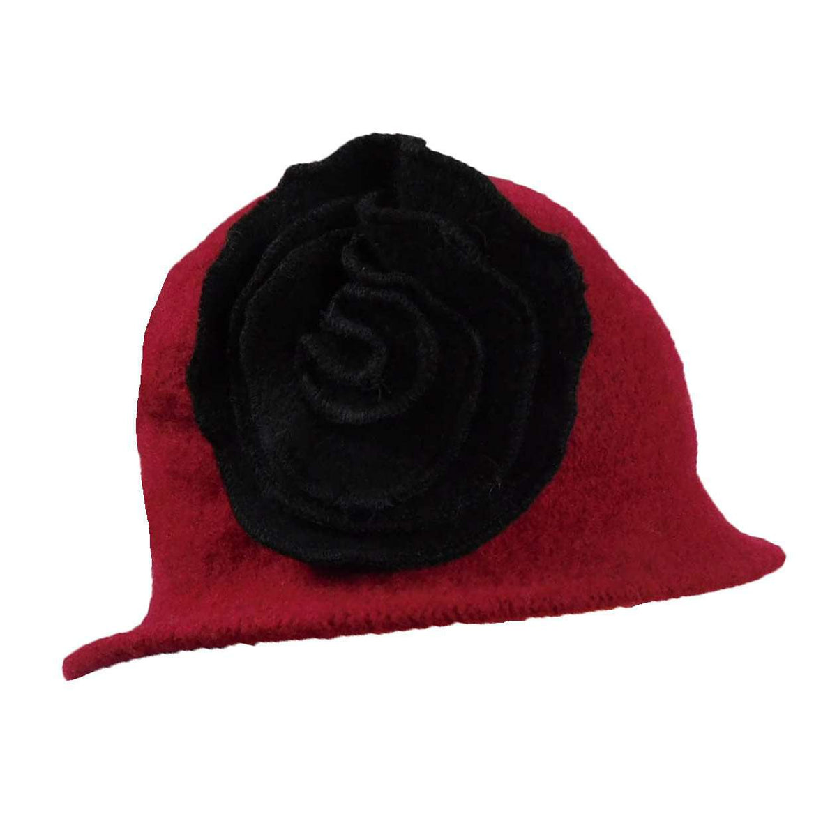 Red Cloche with Black Rose — SetarTrading Hats
