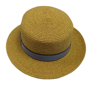 Straw Boater Hat with Striped Band — SetarTrading Hats