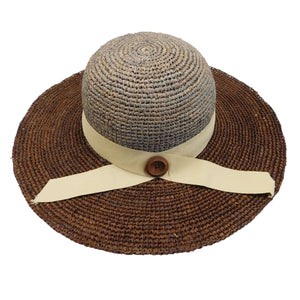 Two Tone Raffia Sun Hat - Taupe and Brown — SetarTrading Hats
