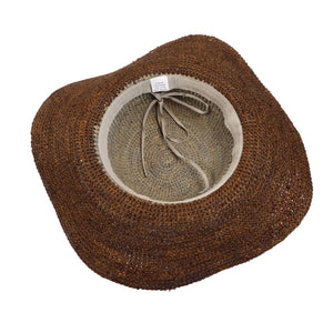 Two Tone Raffia Sun Hat - Taupe and Brown — SetarTrading Hats