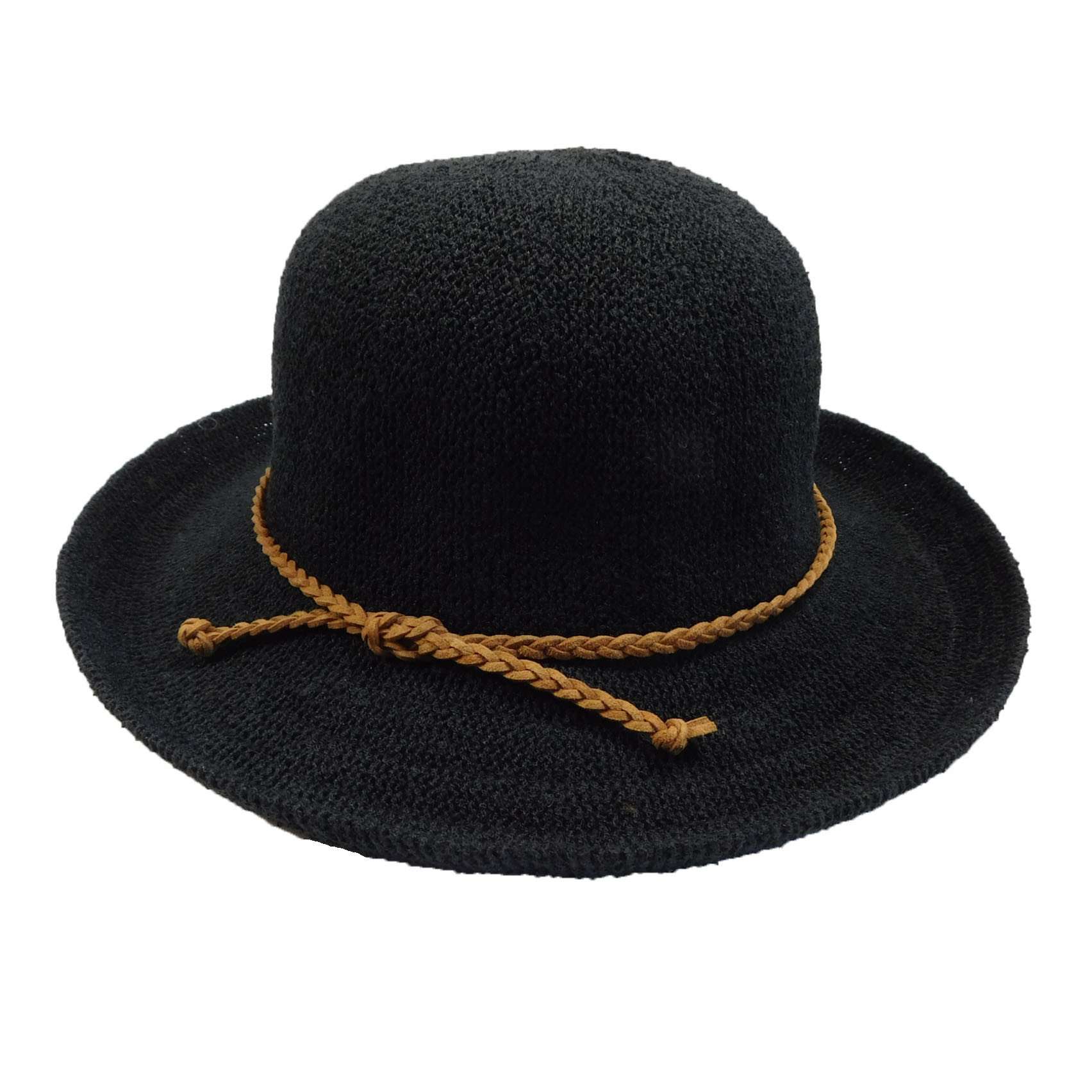 Black Knit Breton Up Turned Brim Hat - Boardwalk Style Hats ...