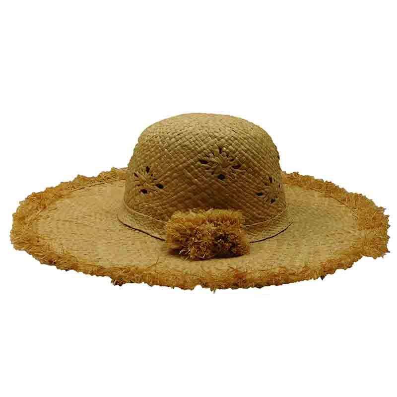 Frayed Brim Raffia Sun Hat - Boardwalk Women's Floppy Hats ...