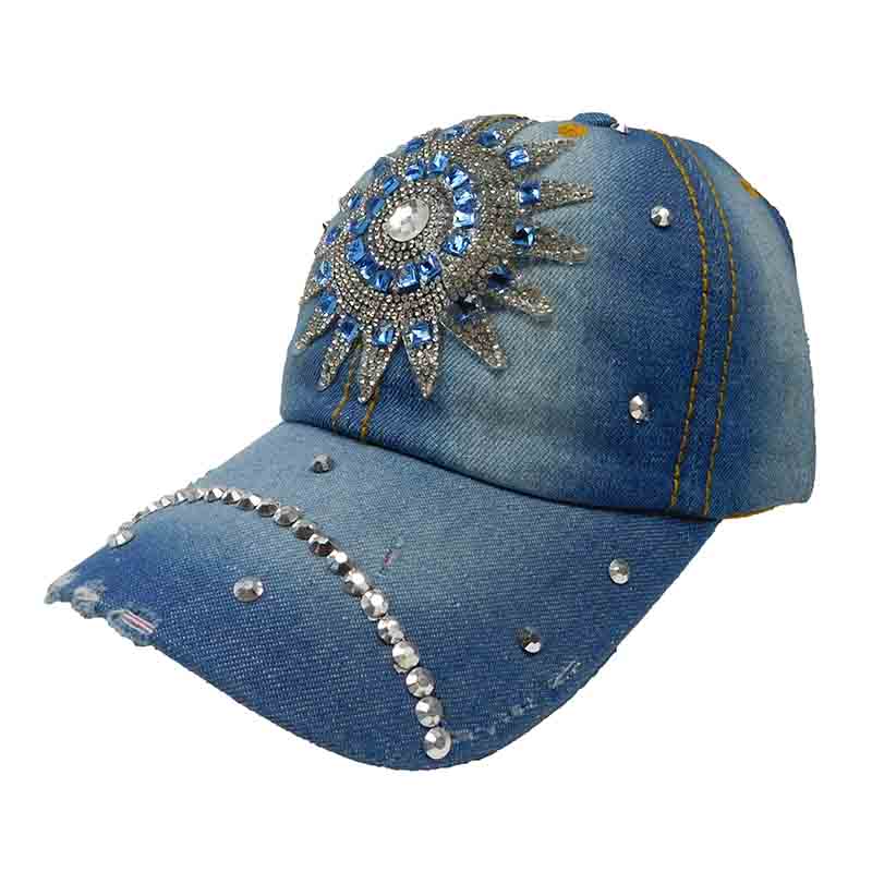 Sun Rhinestone Studded Baseball Cap — SetarTrading Hats