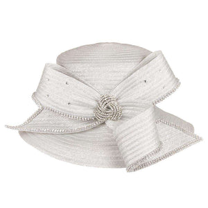 Rhinestone Embellished Bow Church Hat — SetarTrading Hats