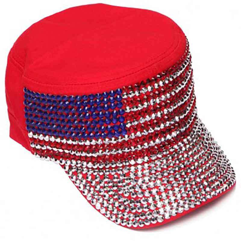 Studded USA Flag Cadet Cap - Red, White and Blue Collection ...