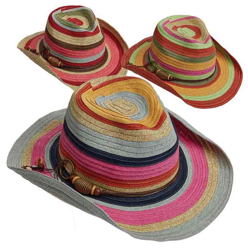 Colorful Striped Cowboy Hat for Women - Tropical Trends Headwear ...