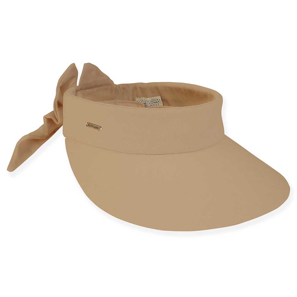 Petite Cotton Wide Brim Sun Visor with Bow - Sun 'N' Sand Hats ...