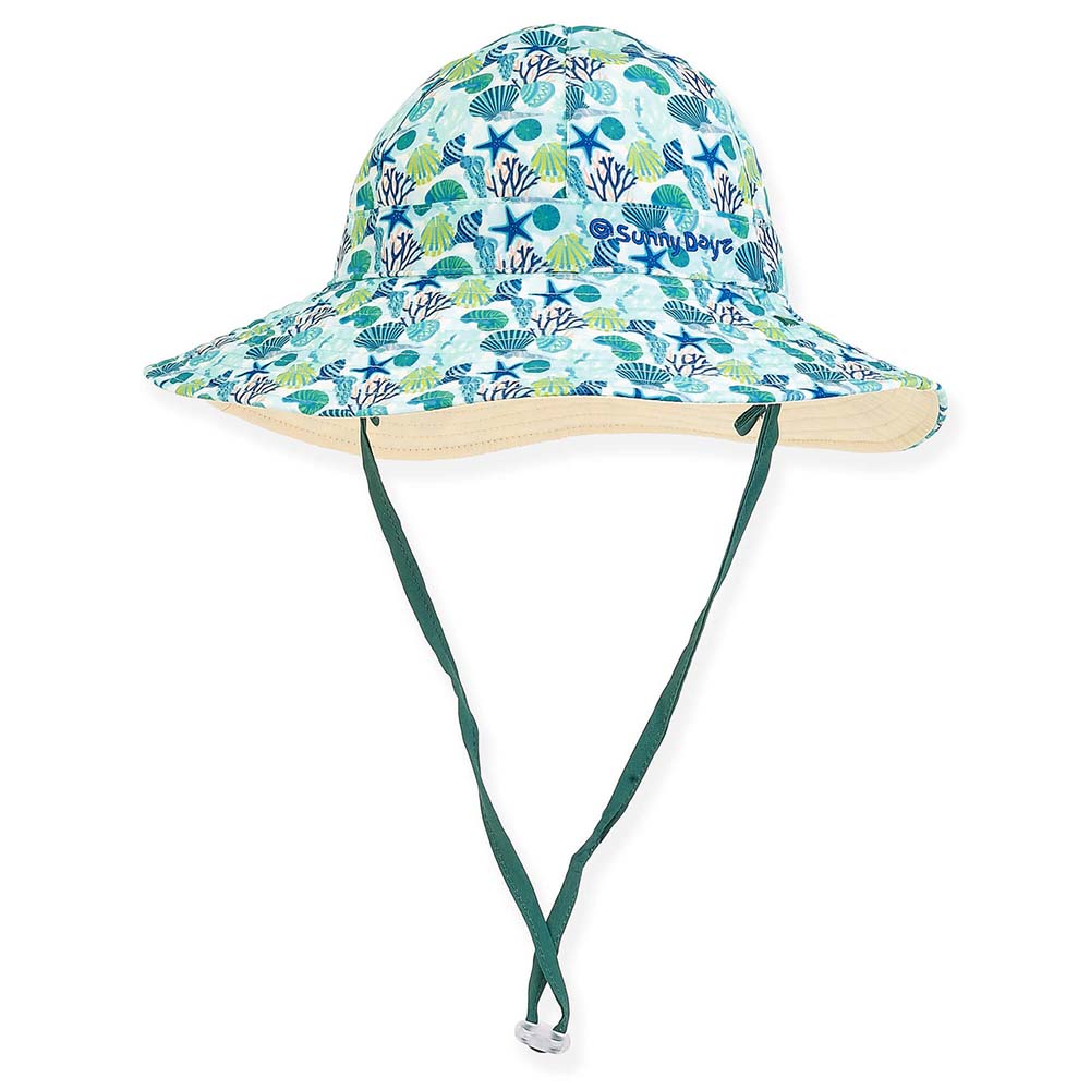 Petite Size Reversible Sea Shells Cotton Sun Hat - Sunny Dayz Hat ...