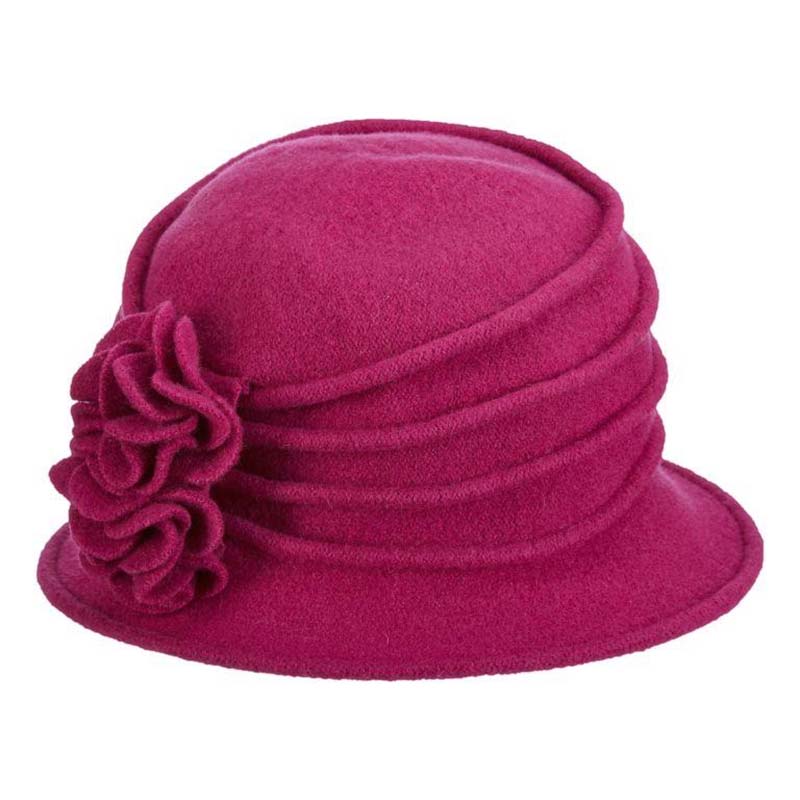 Pleated Wool Beanie Hat with Floral Accent - Scala Hat — SetarTrading Hats