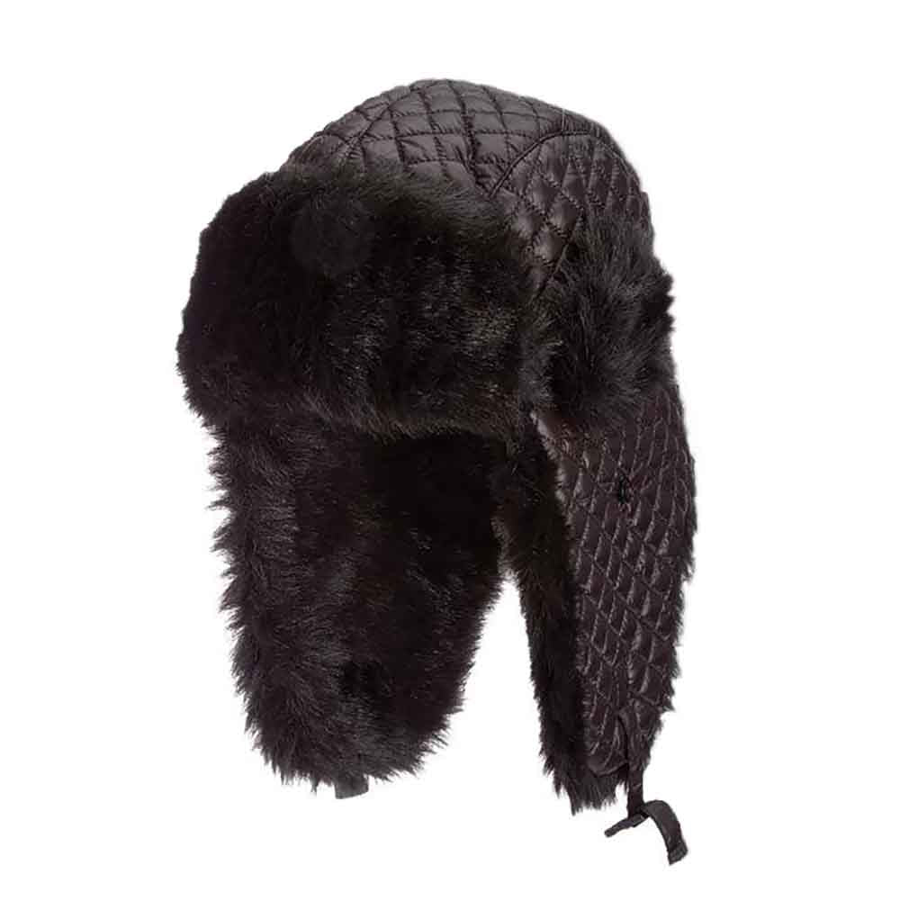 Quilted Trooper Hat with Faux Fur Lined Earflap - Scala Hats ...