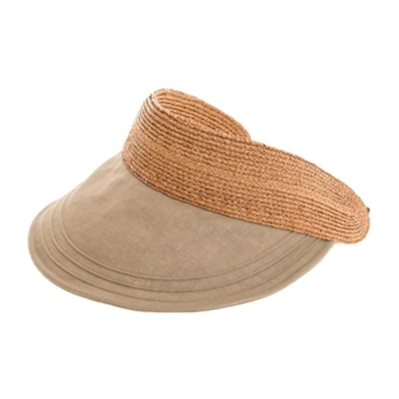 Raffia and Linen Sun Visor with Adjustable Slide Closure - Boardwalk S ...
