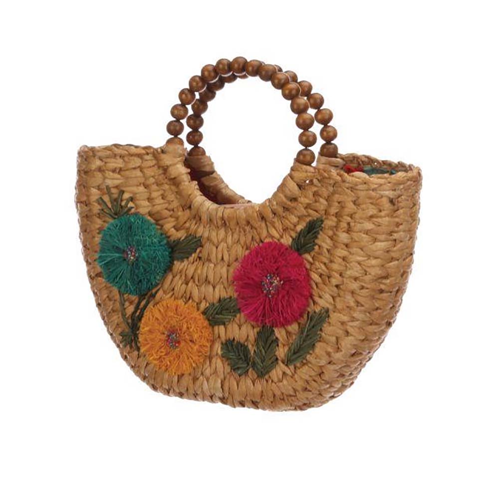 Santa Maria Rush Straw Satchel with Beaded Handles - Cappelli Straworl ...