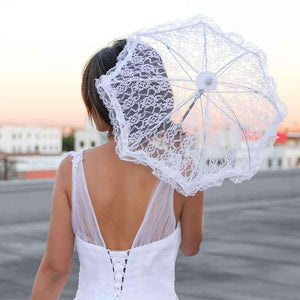 Mini Bridal Lace Parasol with Ruffled Edges — SetarTrading Hats