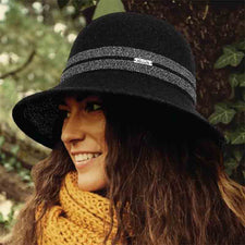 Adora® Wool Hat -Soft Wool Bucket Hat with Silver Lurex Band ...
