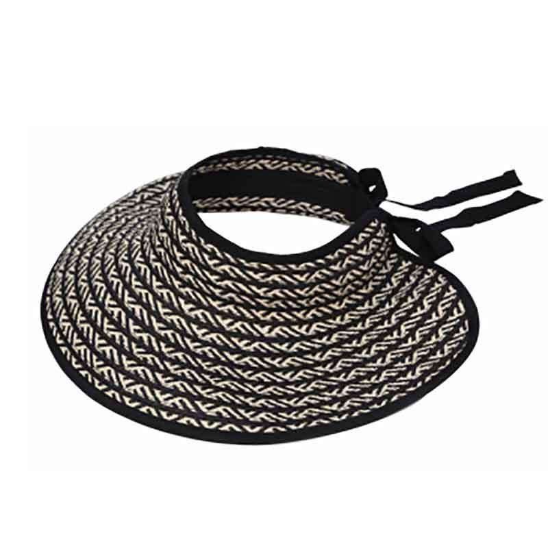 Black and Ivory Wrap Around Sun Visor Hat — SetarTrading Hats
