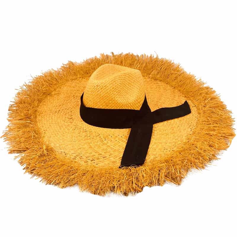 Madagascar Raffia Extra Large Frayed Brim Safari Style Beach Hat ...
