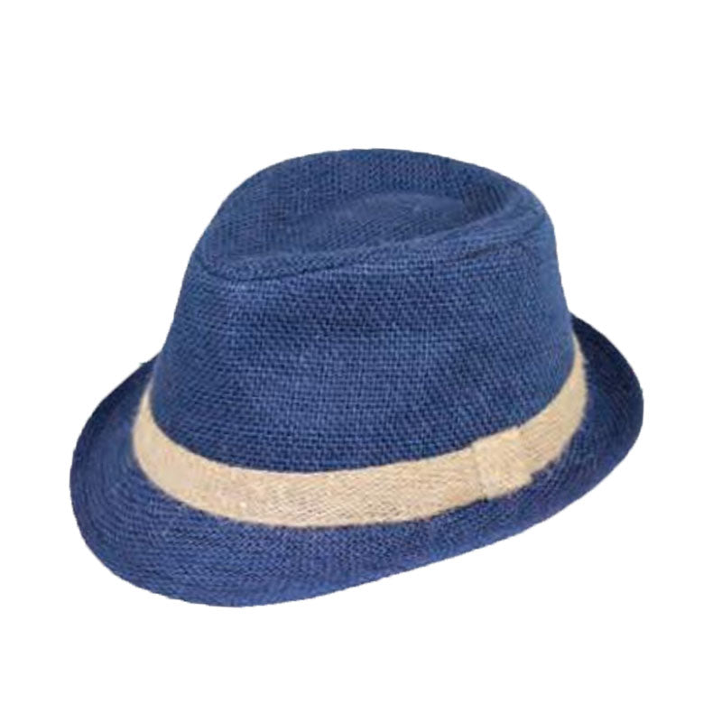 Small Heads Navy Blue Linen Fedora Hat - Jeanne Simmons Hats ...